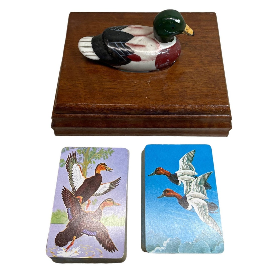 Two Decks Playing Cards Ducks Mallard Hinged Wood Box - Etsy