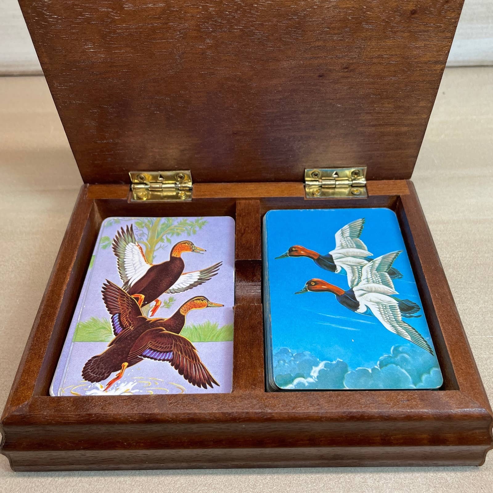 Two Decks Playing Cards Ducks Mallard Hinged Wood Box - Etsy