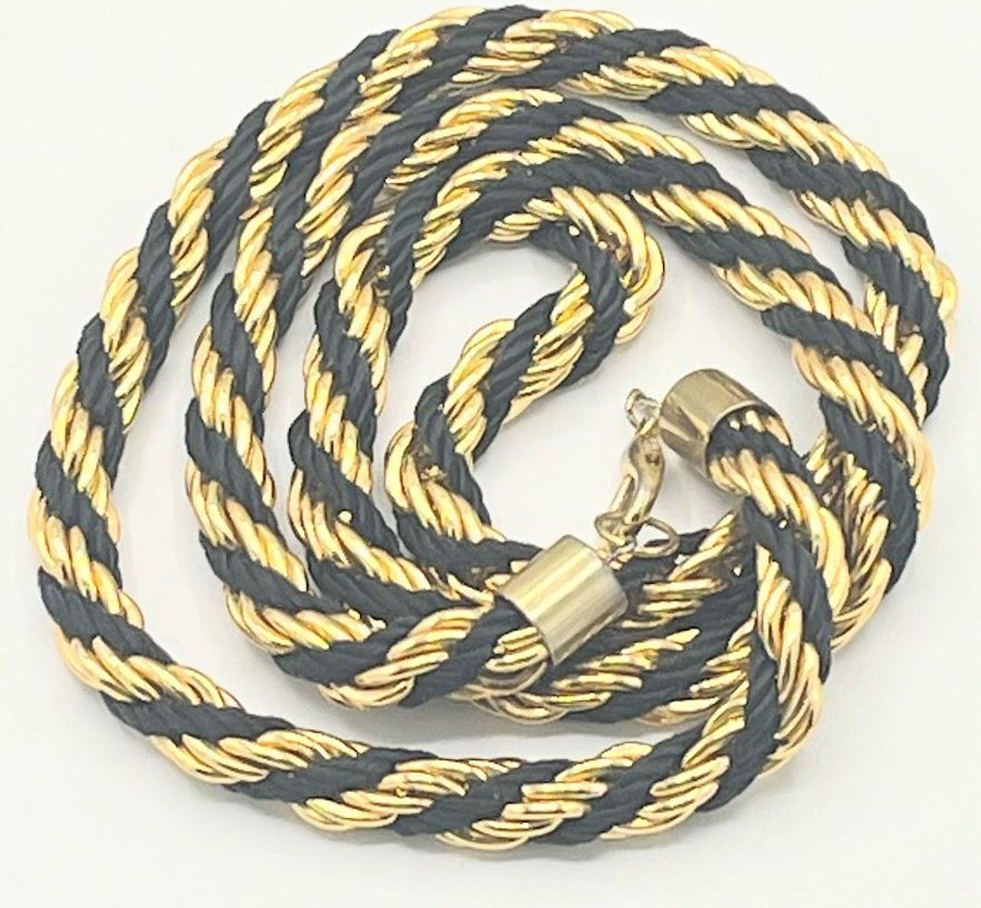 Vintage Gold and Black Rope Chain Necklace - Etsy