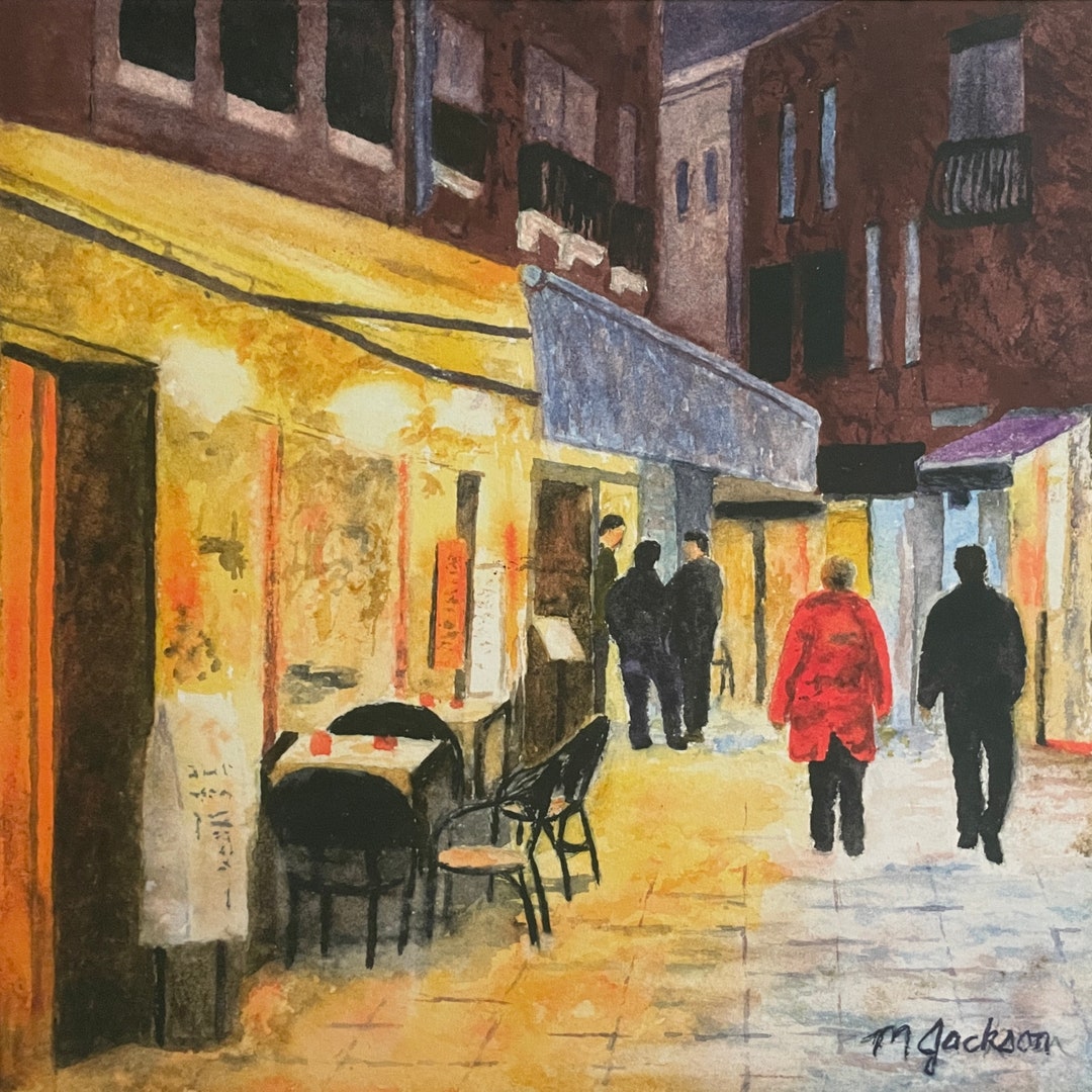 Cafe Street Scene, Watercolor Print - Etsy