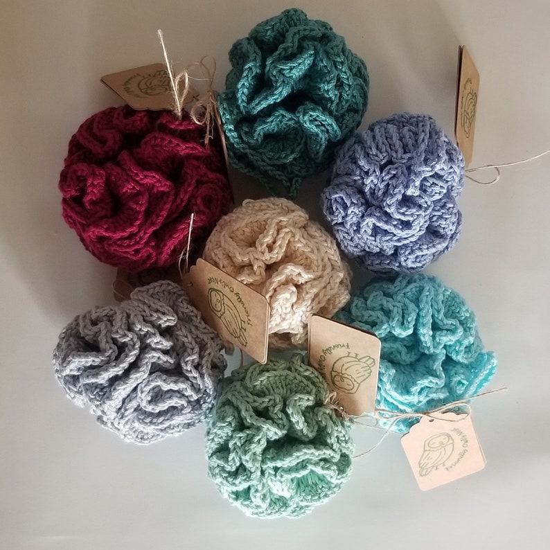 Shower Scrubby Puff Sponge, 100% Cotton, Plastic Free, Zero Waste ...