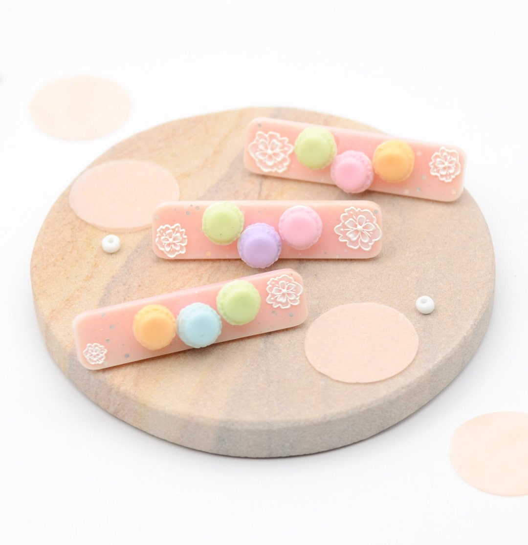 Sweet Treats Clip | Pretty pink resin bar with lace flowers and topped ...
