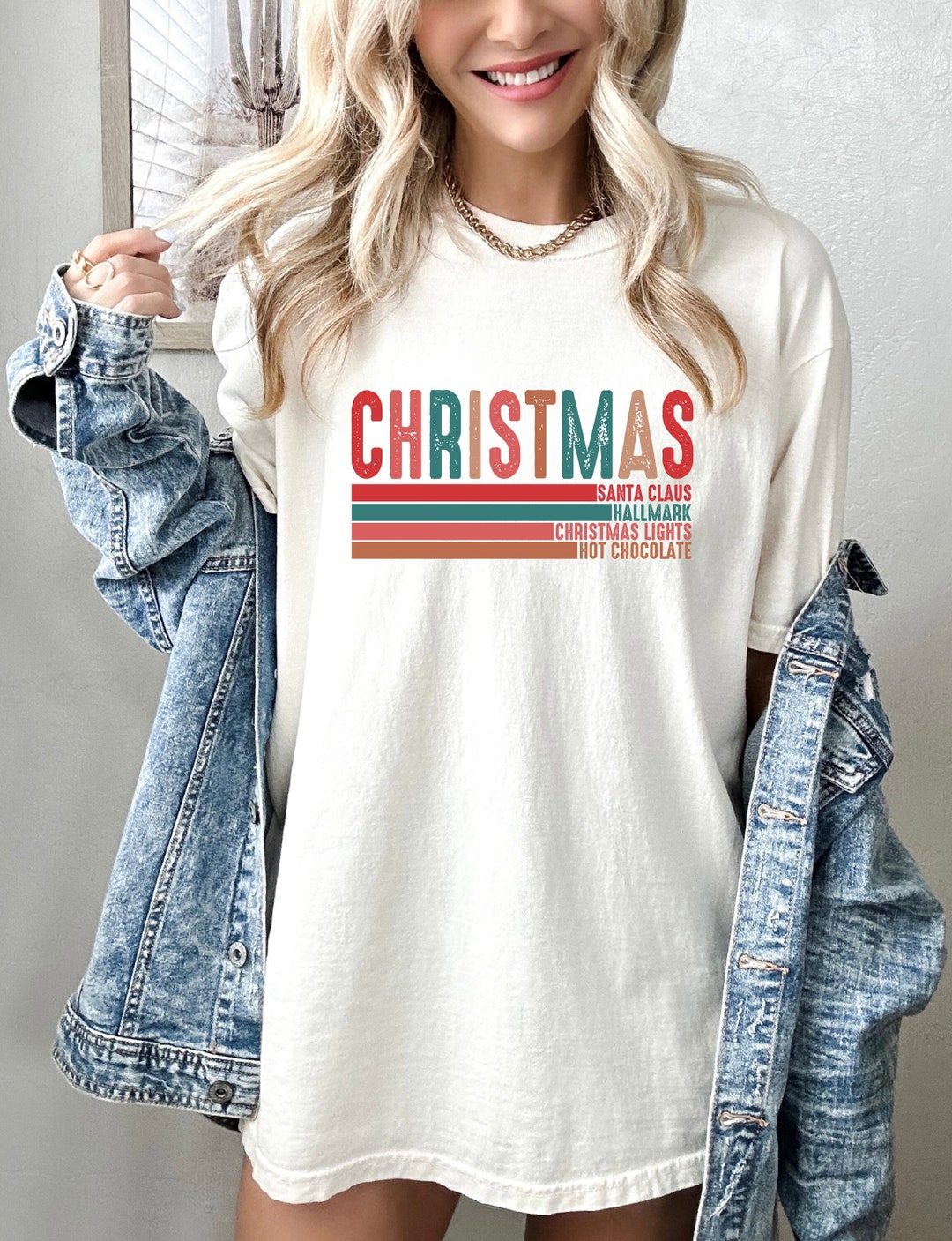 Retro Christmas Shirt, Comfort Colors® Christmas Shirt for Women, Santa ...