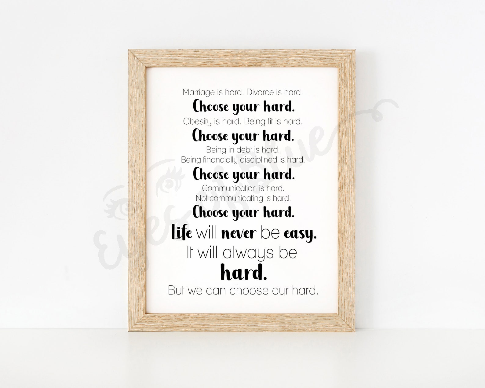 Choose Your Hard Inspirational Printable Motivational - Etsy Australia