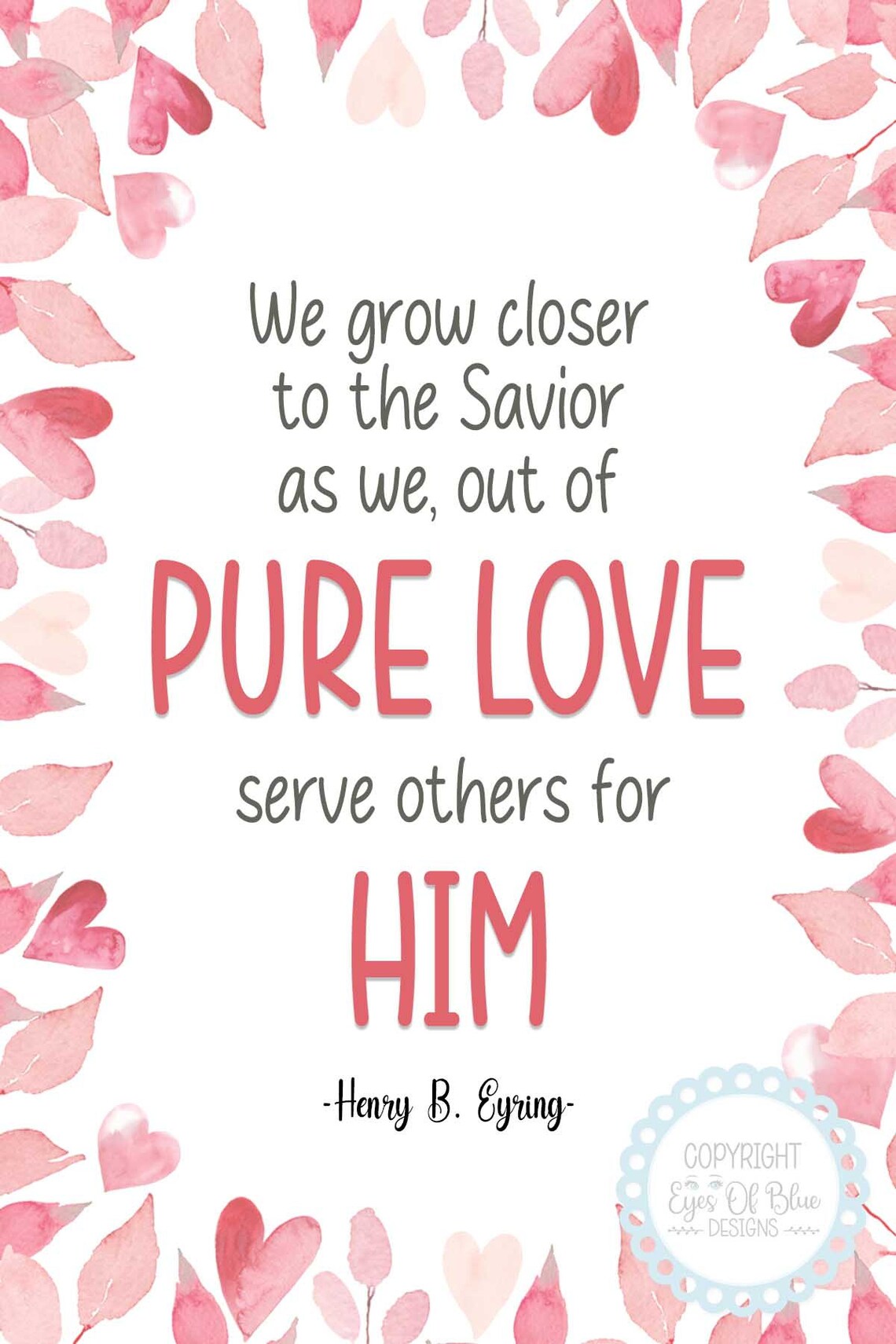 Pure Love | LDS Valentine's Day Printable | Valentine's Quote ...