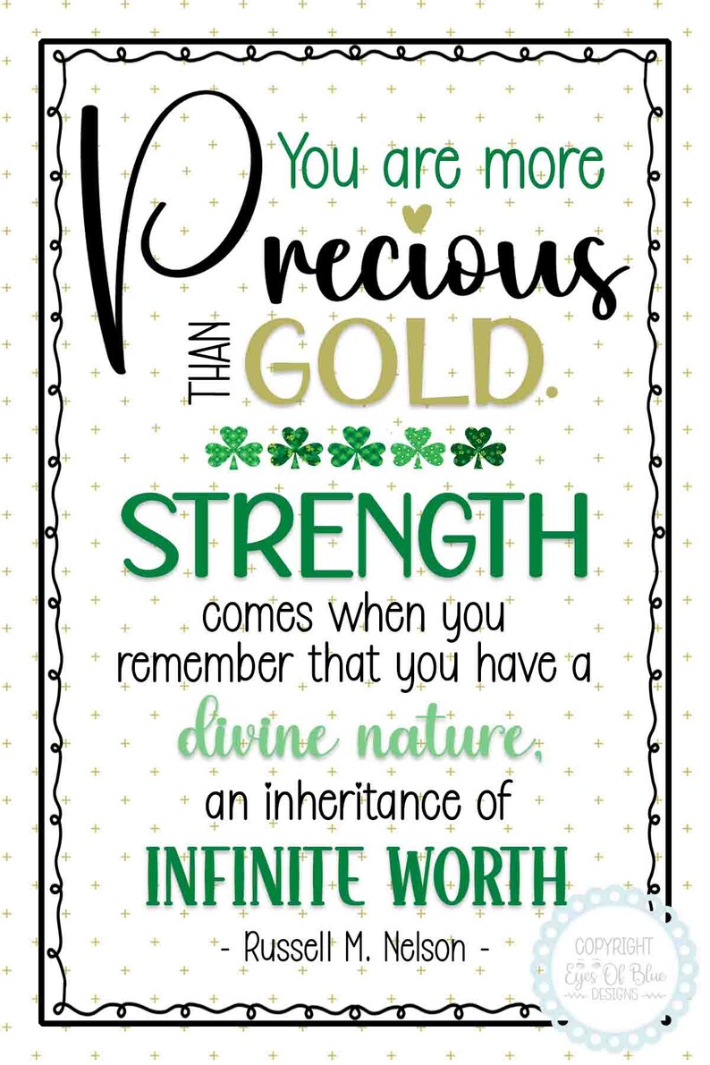 LDS St. Patrick's Day Ministering Card: "of Infinite Worth" Quote ...
