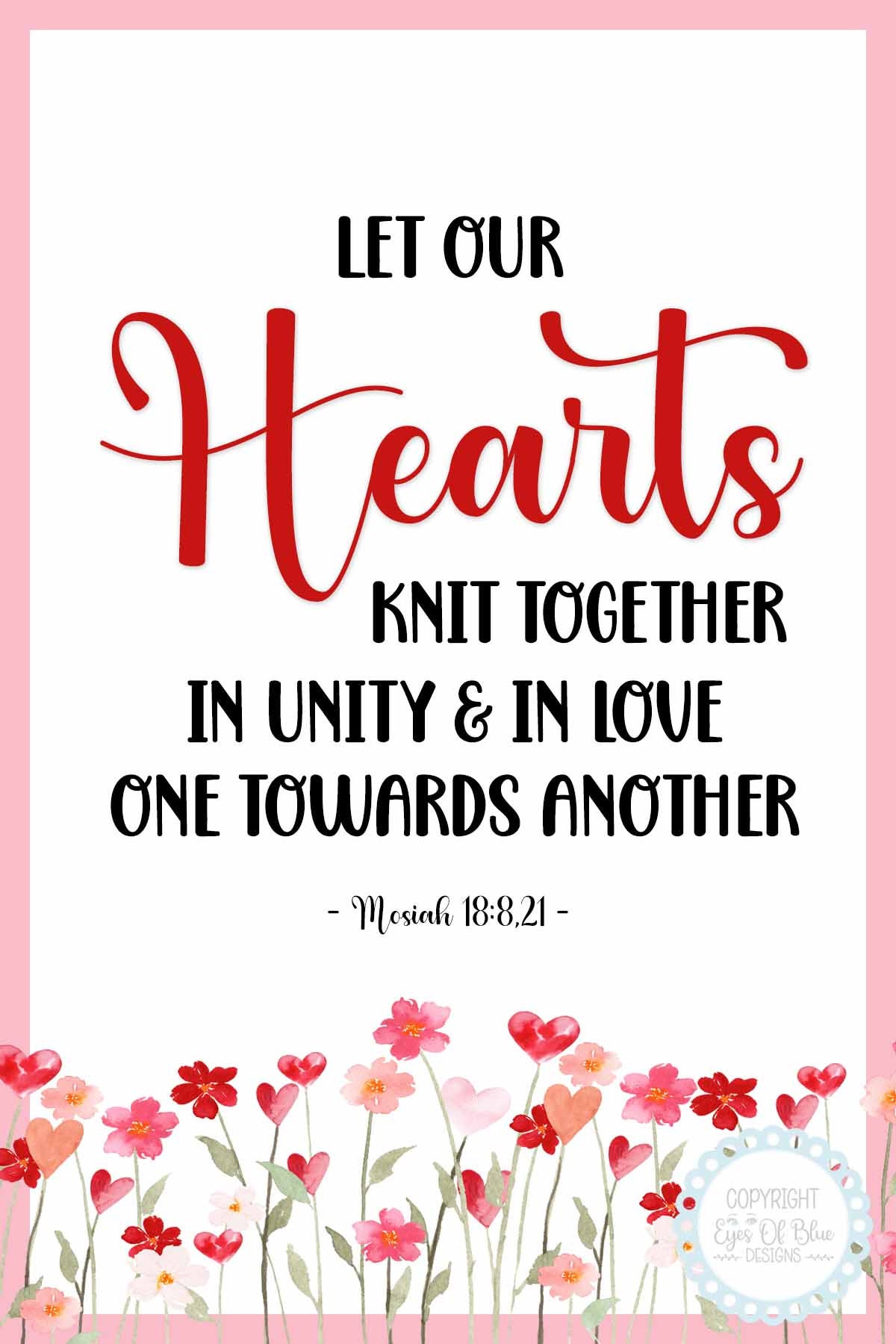 Hearts Knit Together LDS Valentine's Day Printable Ministering Card LDS ...