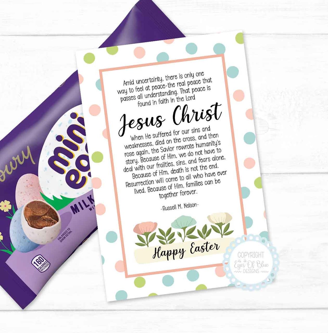 Because of Him LDS Easter Printable Easter Ministering Card LDS Ward ...