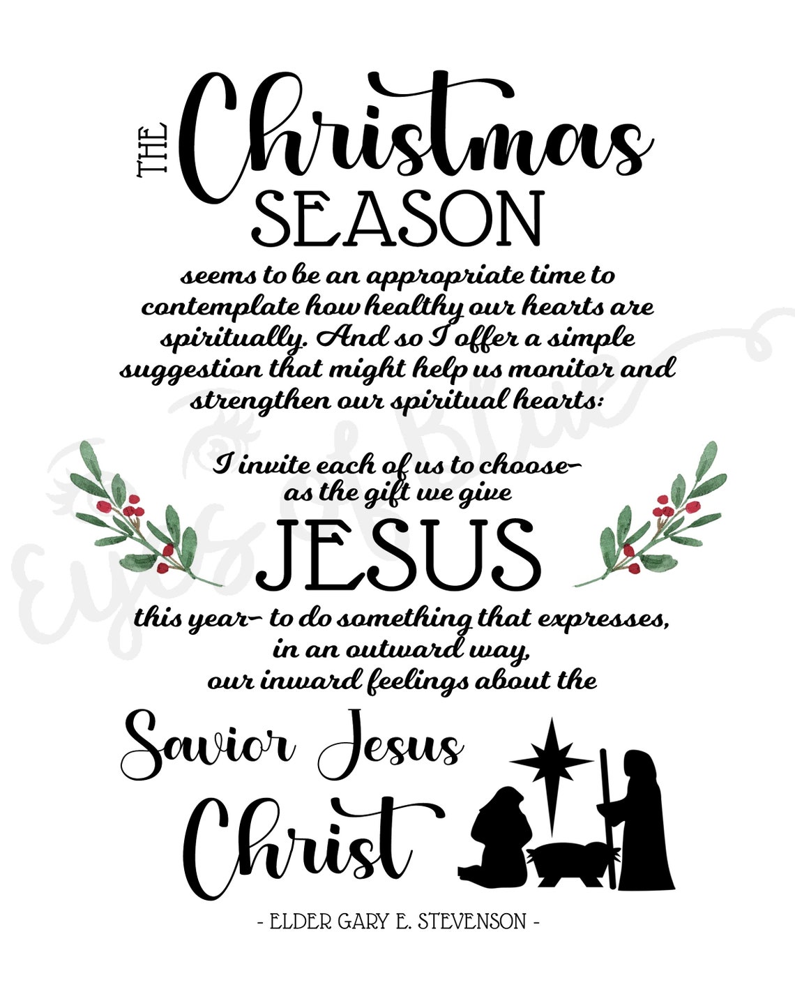 The Gift We Give Jesus Digital LDS Christmas Printable LDS Christmas ...