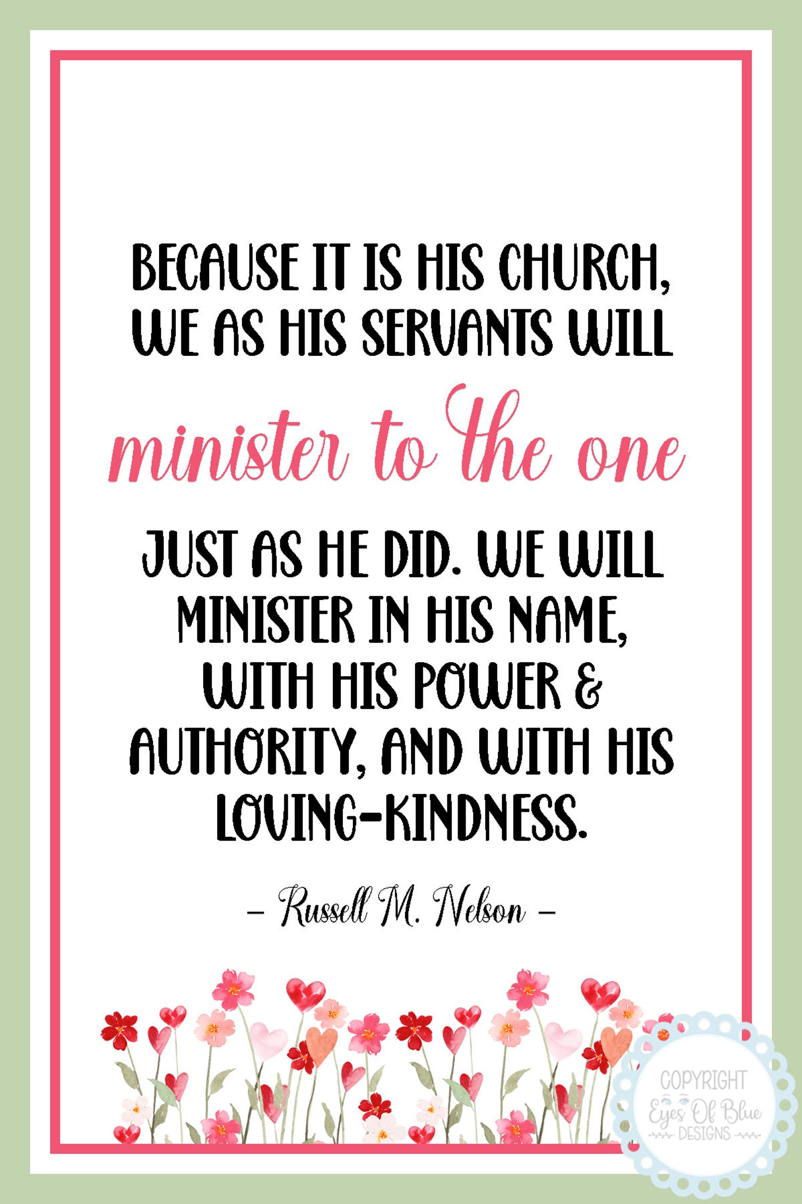 Minister to One Quote Art: LDS Ministering Printable (digital Download ...