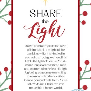 LDS Christmas Printable: "share the Light" Quote (digital Download) - Etsy
