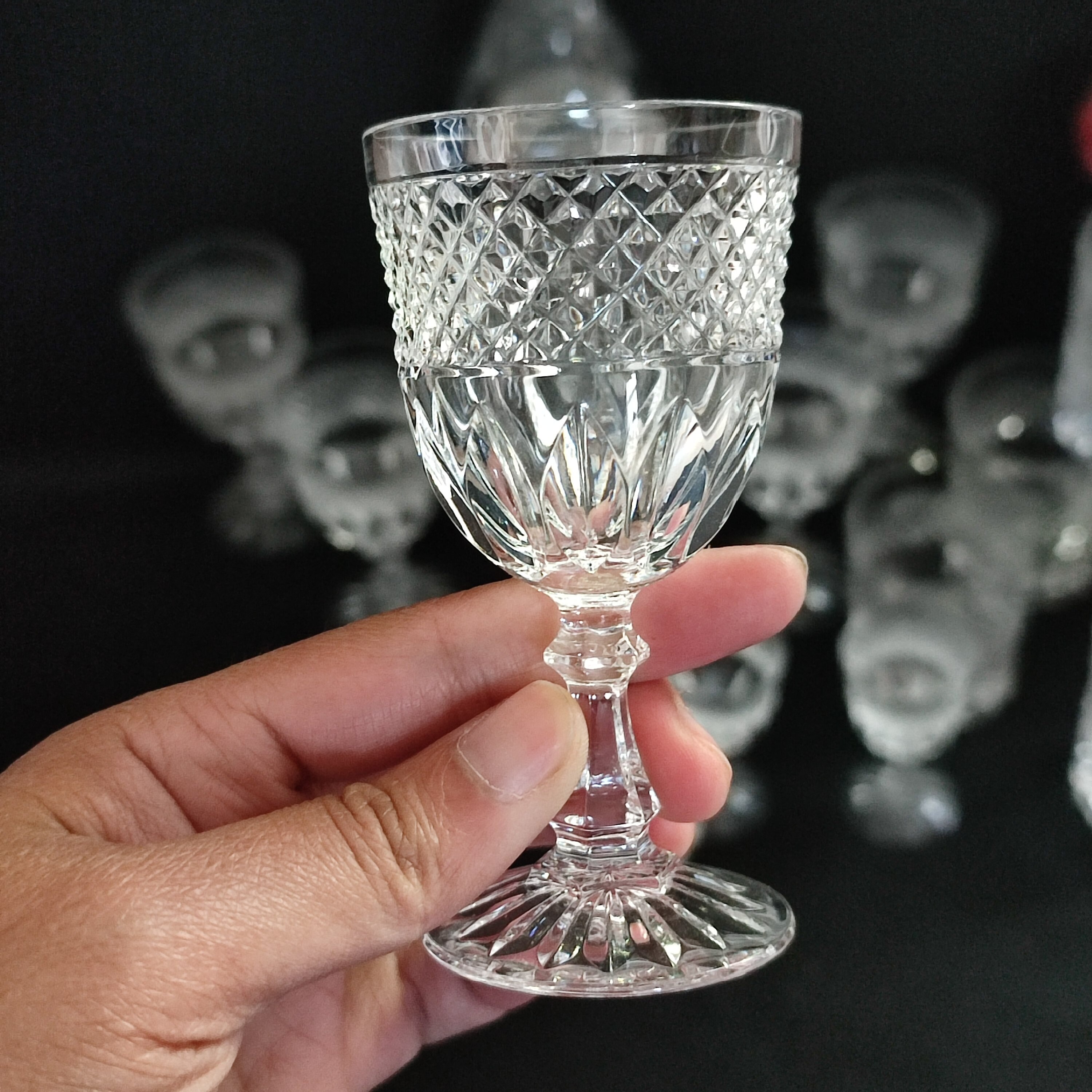 Vintage Crystal Cut Glasses Set 16 Pieceswine Sherry Tumblers