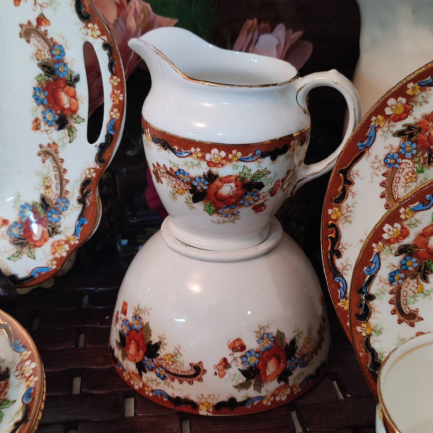 C1930s Vintage Delphine Handpainted Art Deco Imari Victorian Style ...