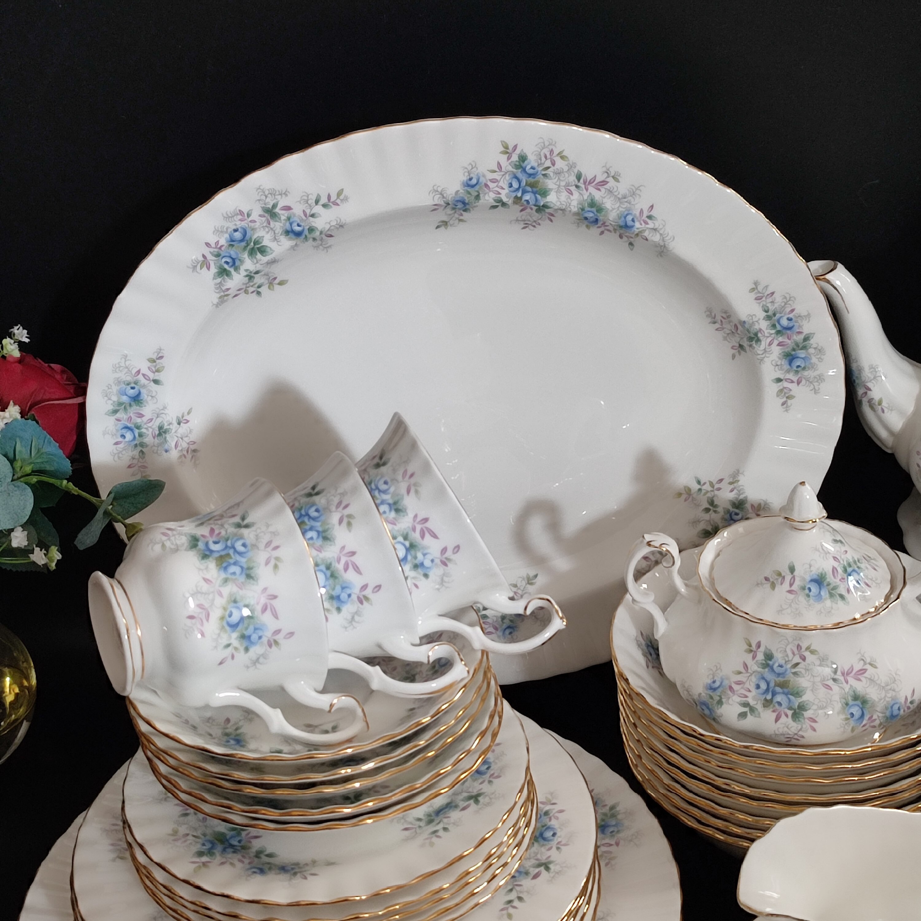 Vintage Royal Albert blue Blossom Dinner/tea/coffee Set 75 Pieces - Etsy