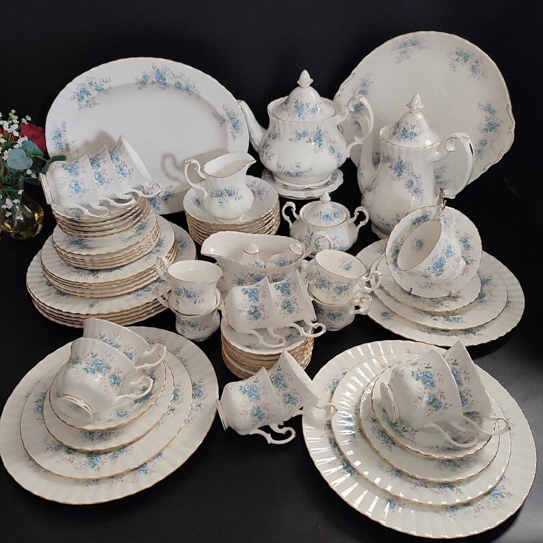 Vintage Royal Albert blue Blossom Dinner/tea/coffee Set 75 Pieces - Etsy