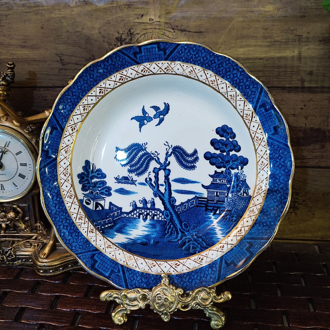 Vintage booths Real Old Willow Blue Low Dish Plate - Etsy