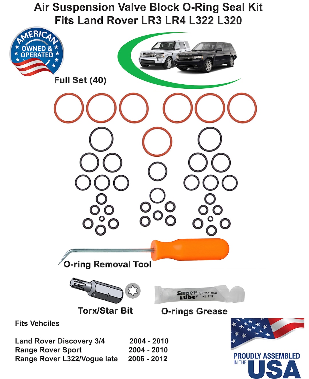 Complete Air Suspension Valve Block O-ring Seal Kit Fits Land Rover LR3 ...