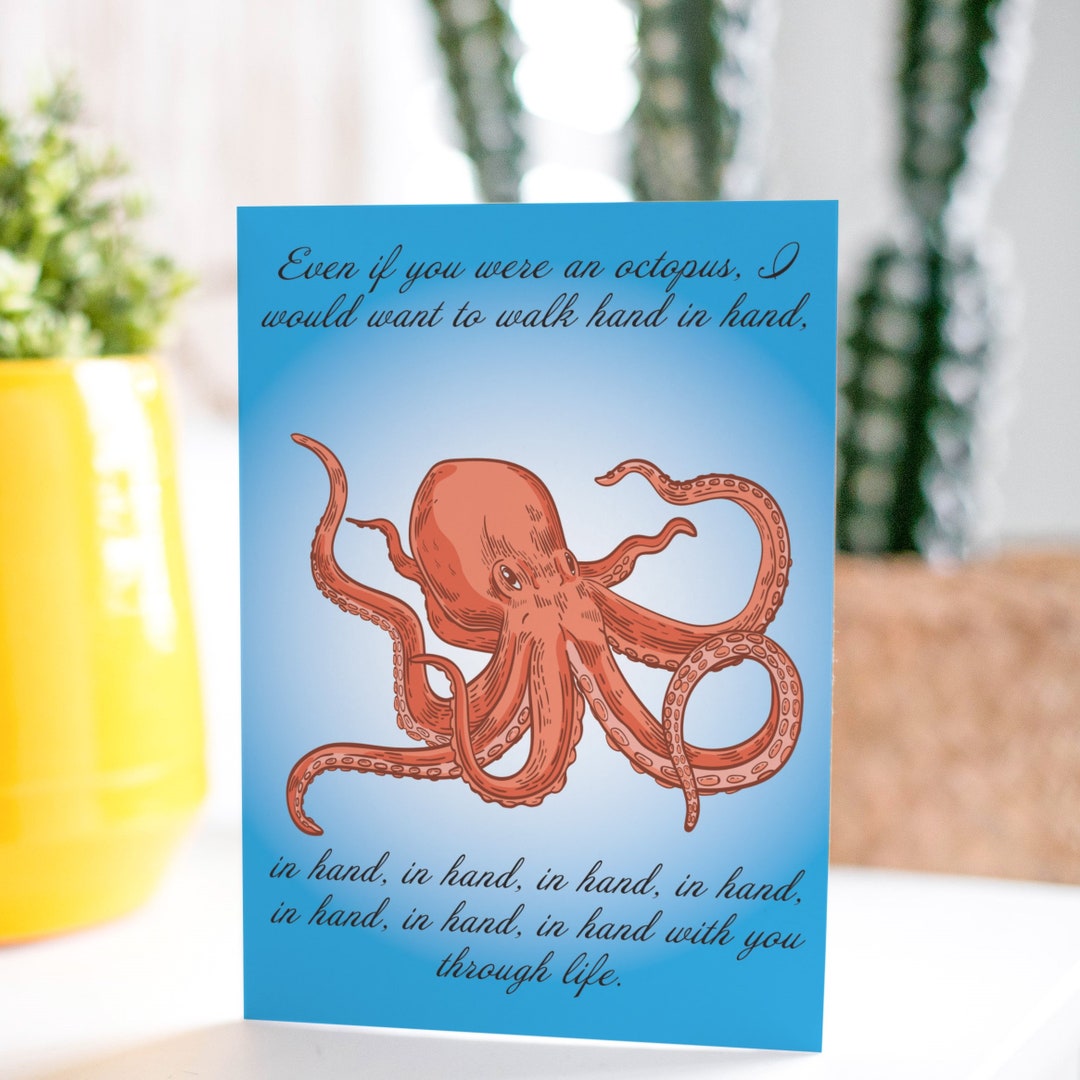 Funny Octopus Love Card – Cute Anniversary or Dating Gift, Handmade by ...