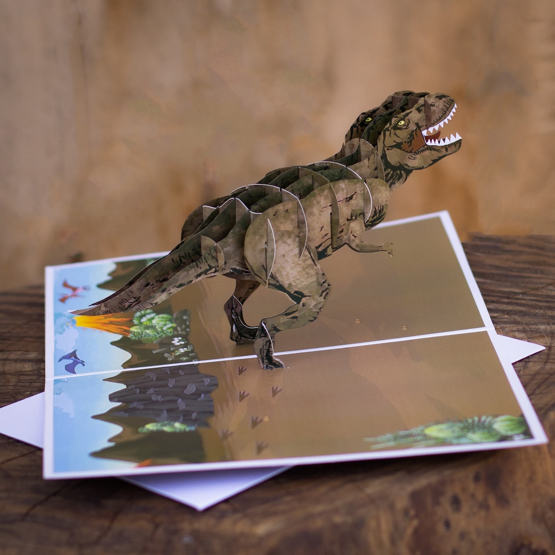 T‑rex Pop‑up Birthday Card – 3D Dinosaur Greeting, Handmade, Jurassic ...