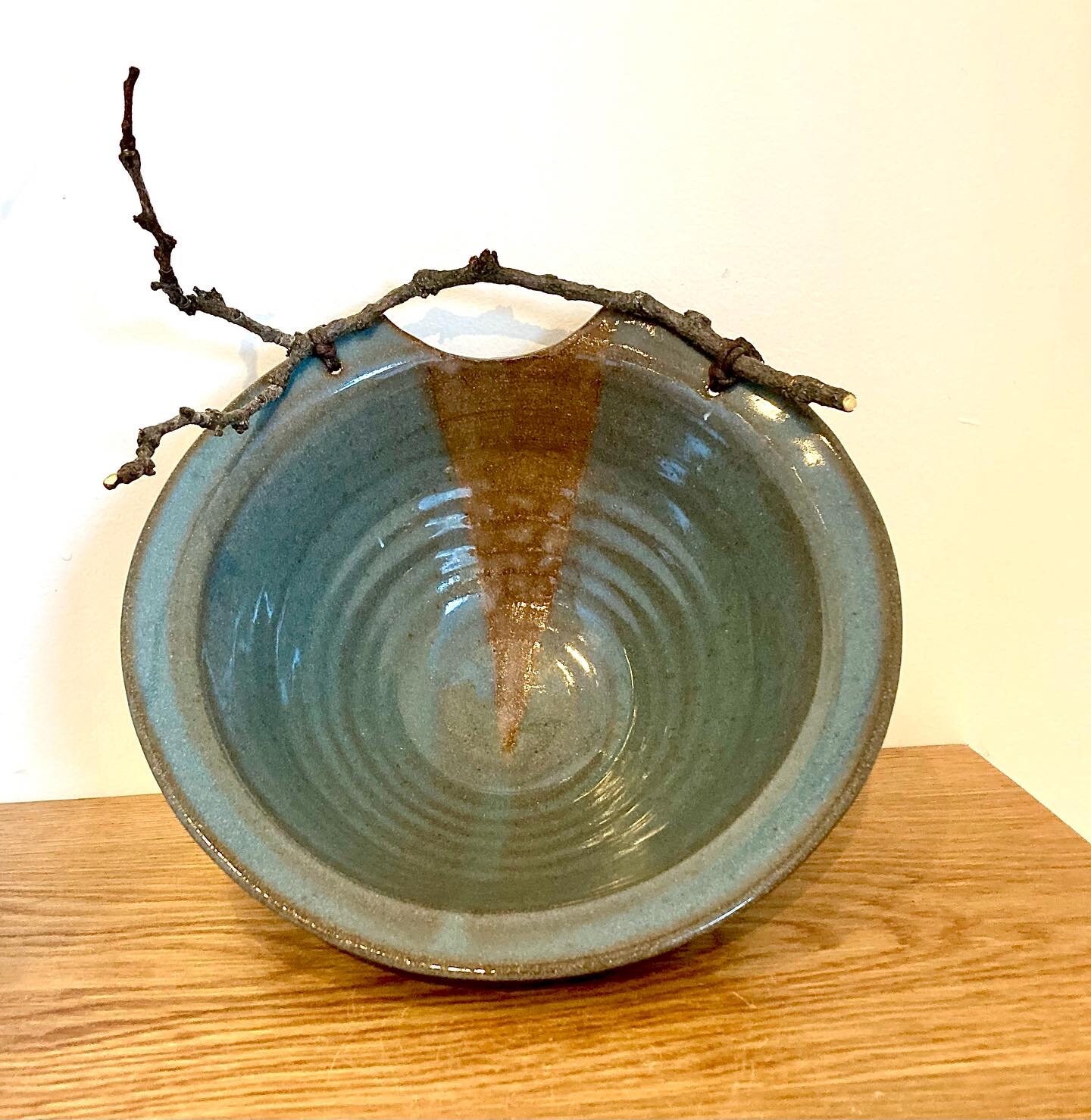 SOLD. Stoneware Bowl With Twig Accent - Etsy