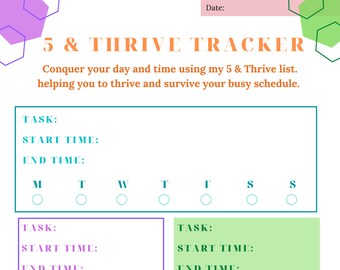 Personalized to Do List, Weekly 5 & Thrive Tracker, Goal Tracker ...