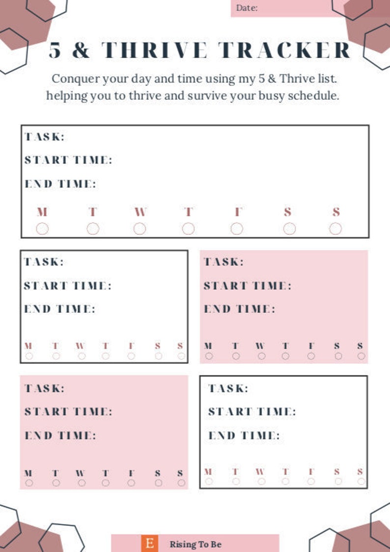 Personalized to Do List, Weekly 5 & Thrive Tracker, Goal Tracker ...