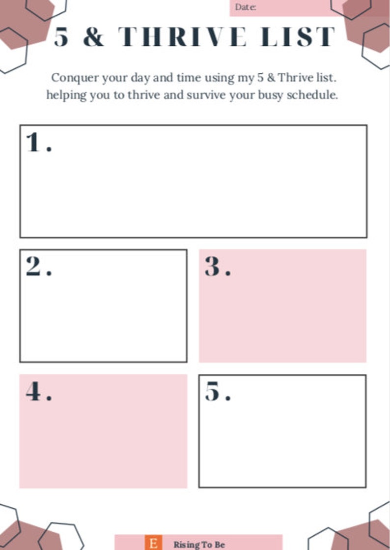 Personalized to Do List, Weekly 5 & Thrive Tracker, Goal Tracker Printable, Goal Setting, Habit ...