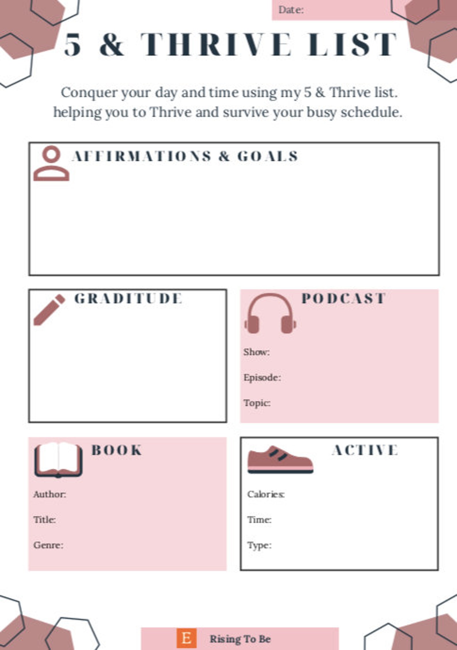 Personalized to Do List, Weekly 5 & Thrive Tracker, Goal Tracker ...