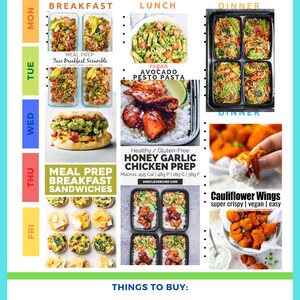 Colorful Custom Meal Plan PDF Printable BUNDLE, Grocery List, Meal ...