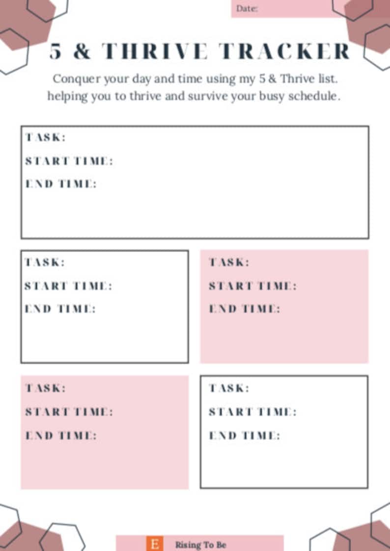 Personalized to Do List, Weekly 5 & Thrive Tracker, Goal Tracker Printable, Goal Setting, Habit ...