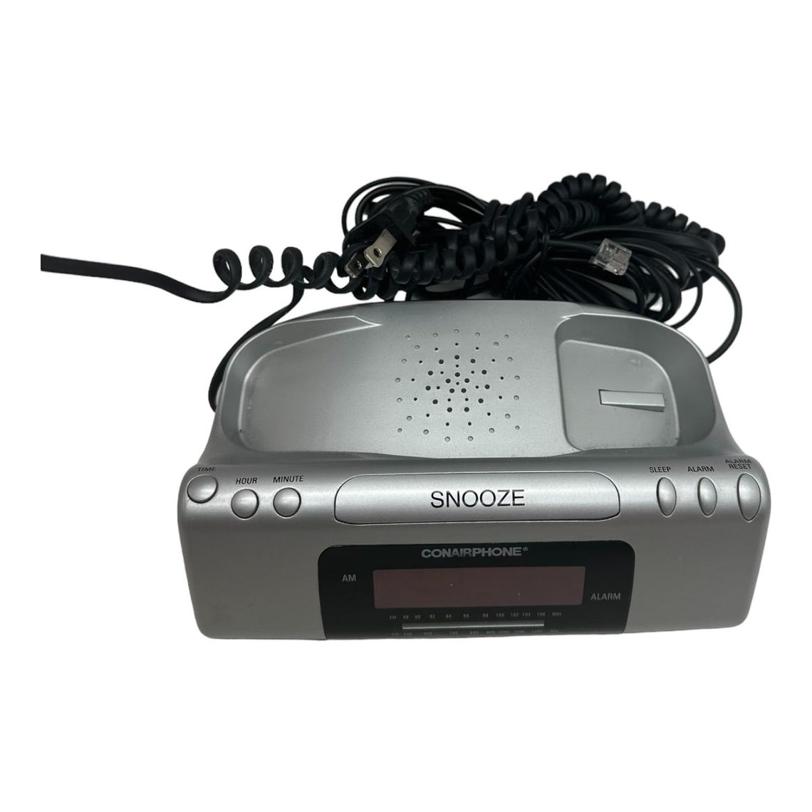 CONAIR Digital Alarm Clock AM/FM Radio Telephone Phone TCR200MS Silver ...