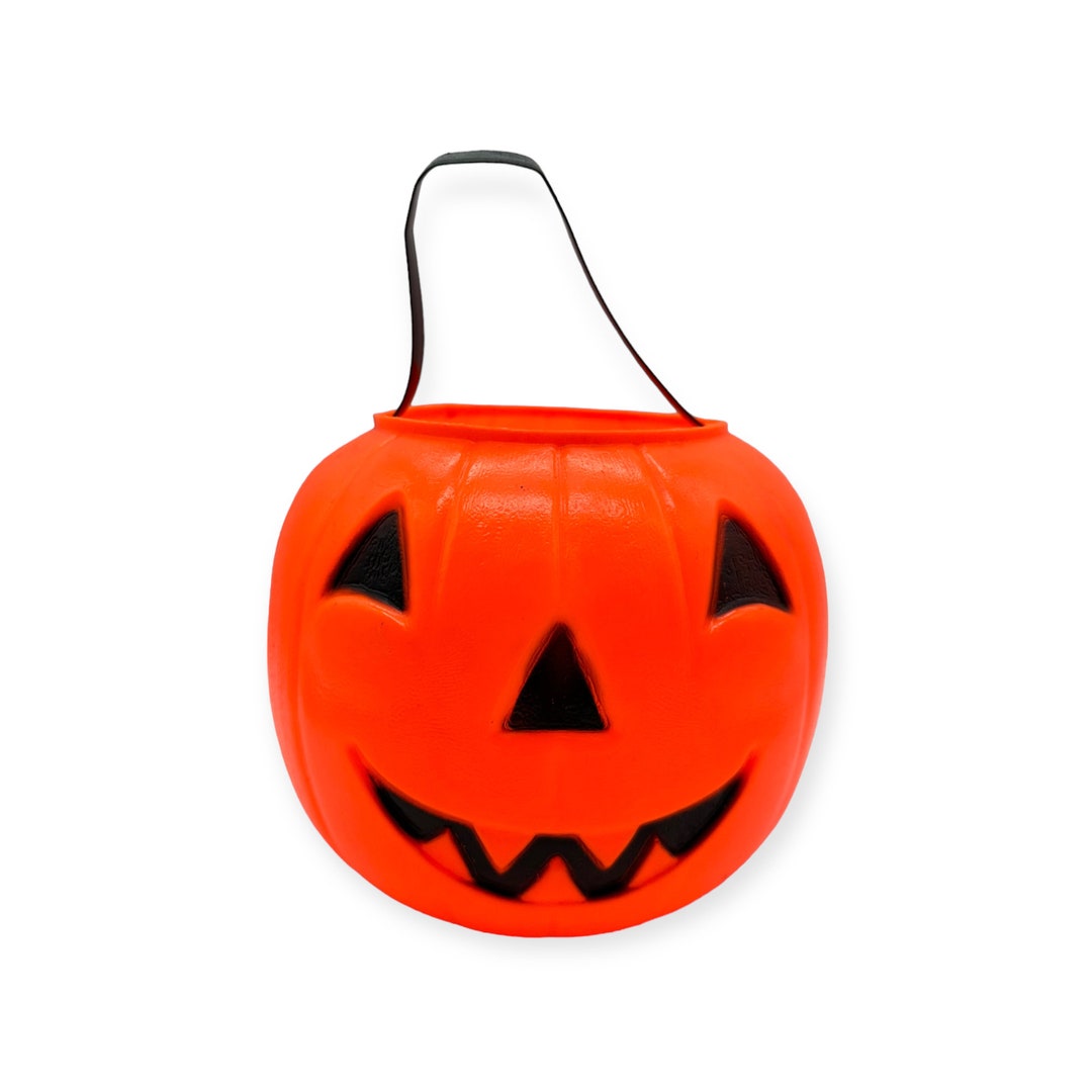 Vintage 1980 Orange Plastic Pumpkin Pail Bucket Halloween Blow - Etsy