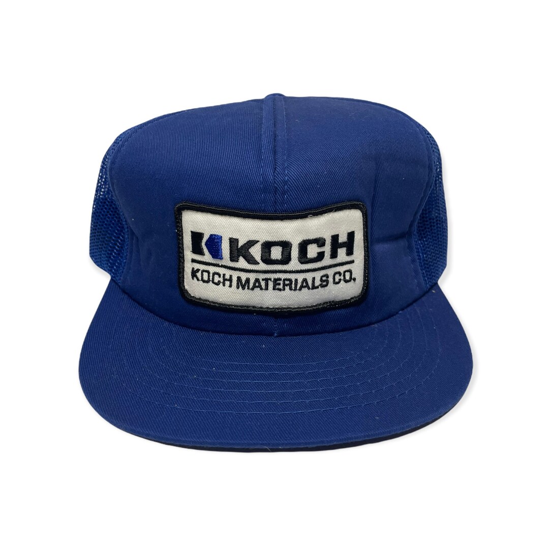 VTG 80s 90s Koch Materials Co Blue Snapback Trucker Foam Mesh Patch Hat ...