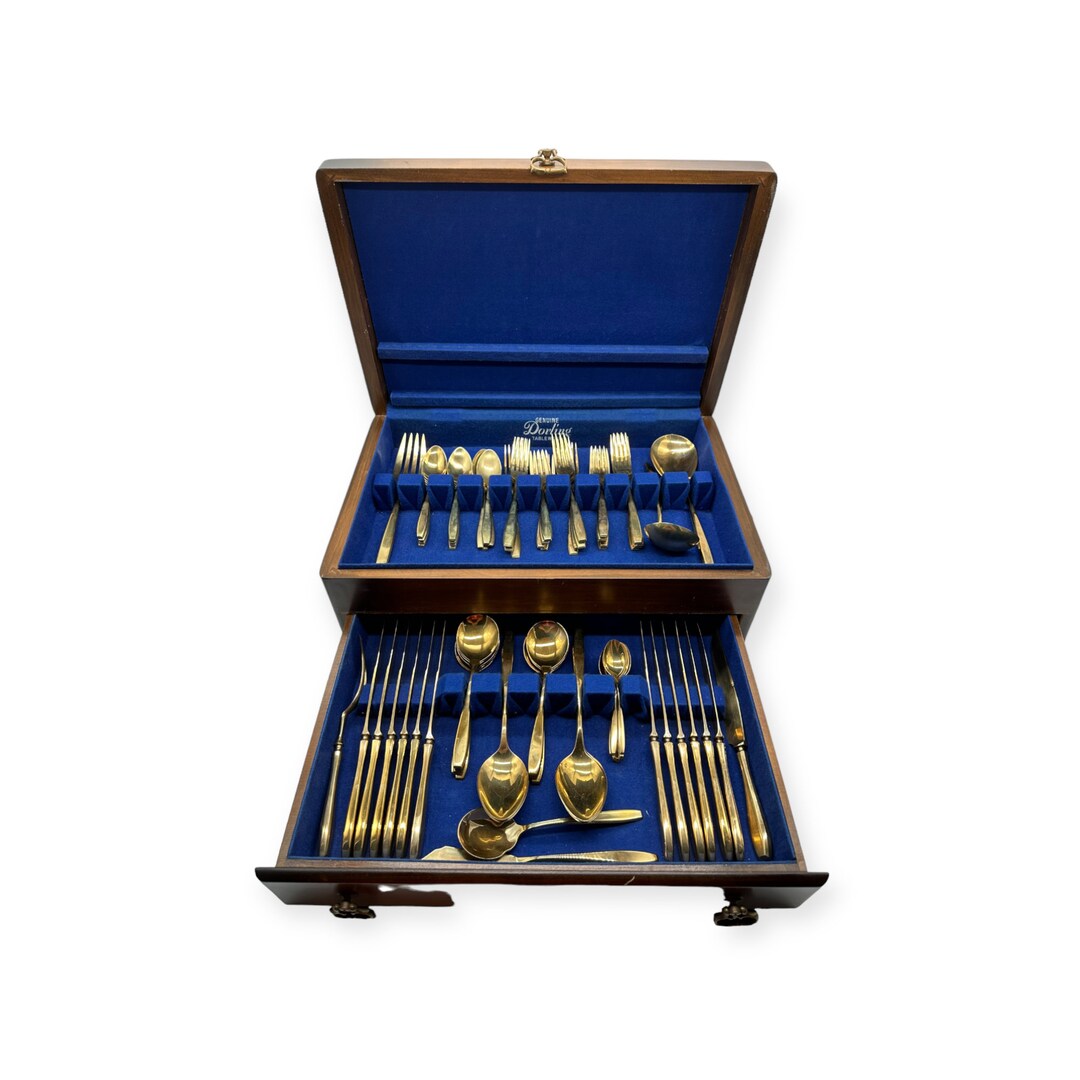 VTG Dorling Genuine 75 Pc Golden Autumn Symphony Flatware Tableware Set ...