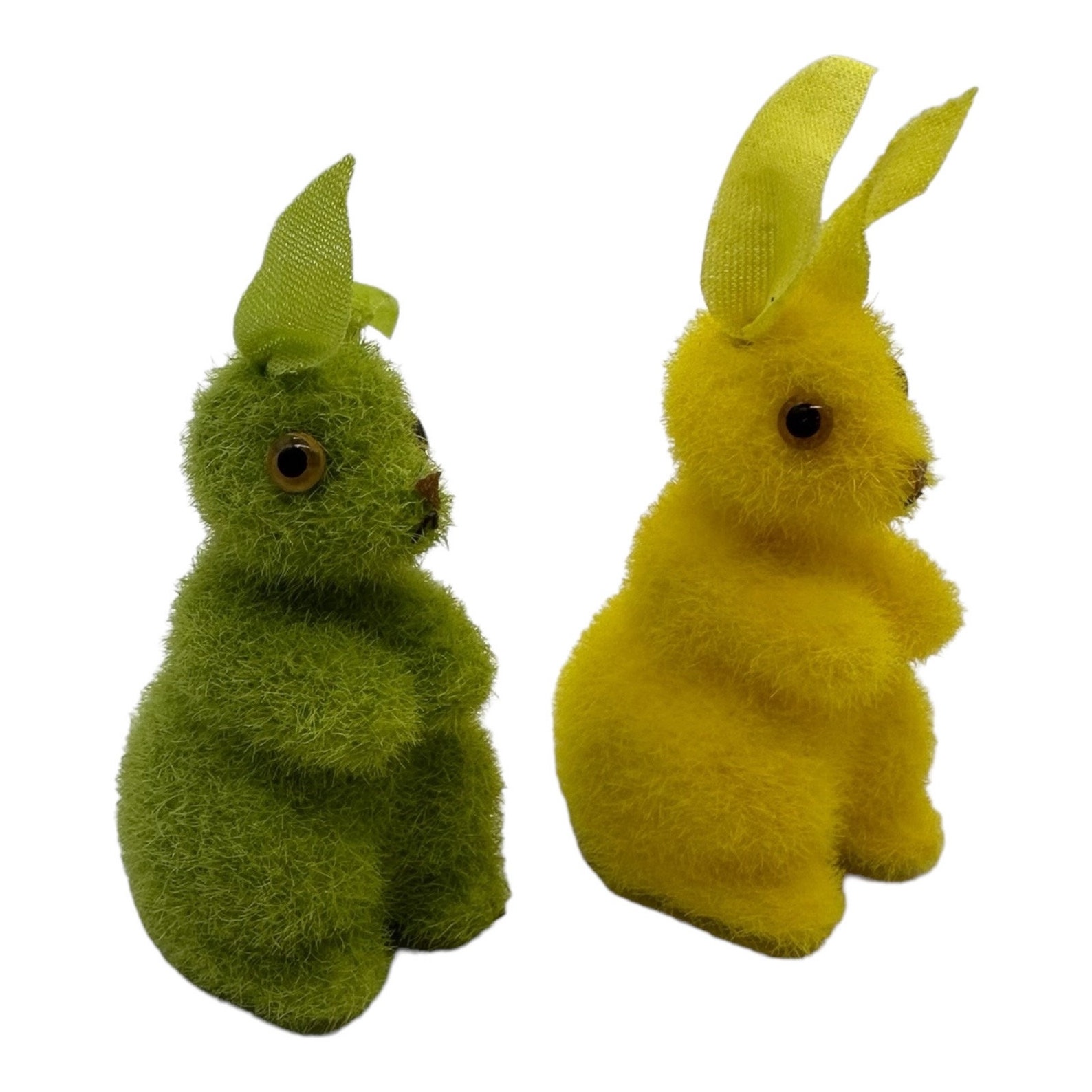 VTG Pair of Flocked Easter Bunny Rabbit Figurines Styrofoam Green ...