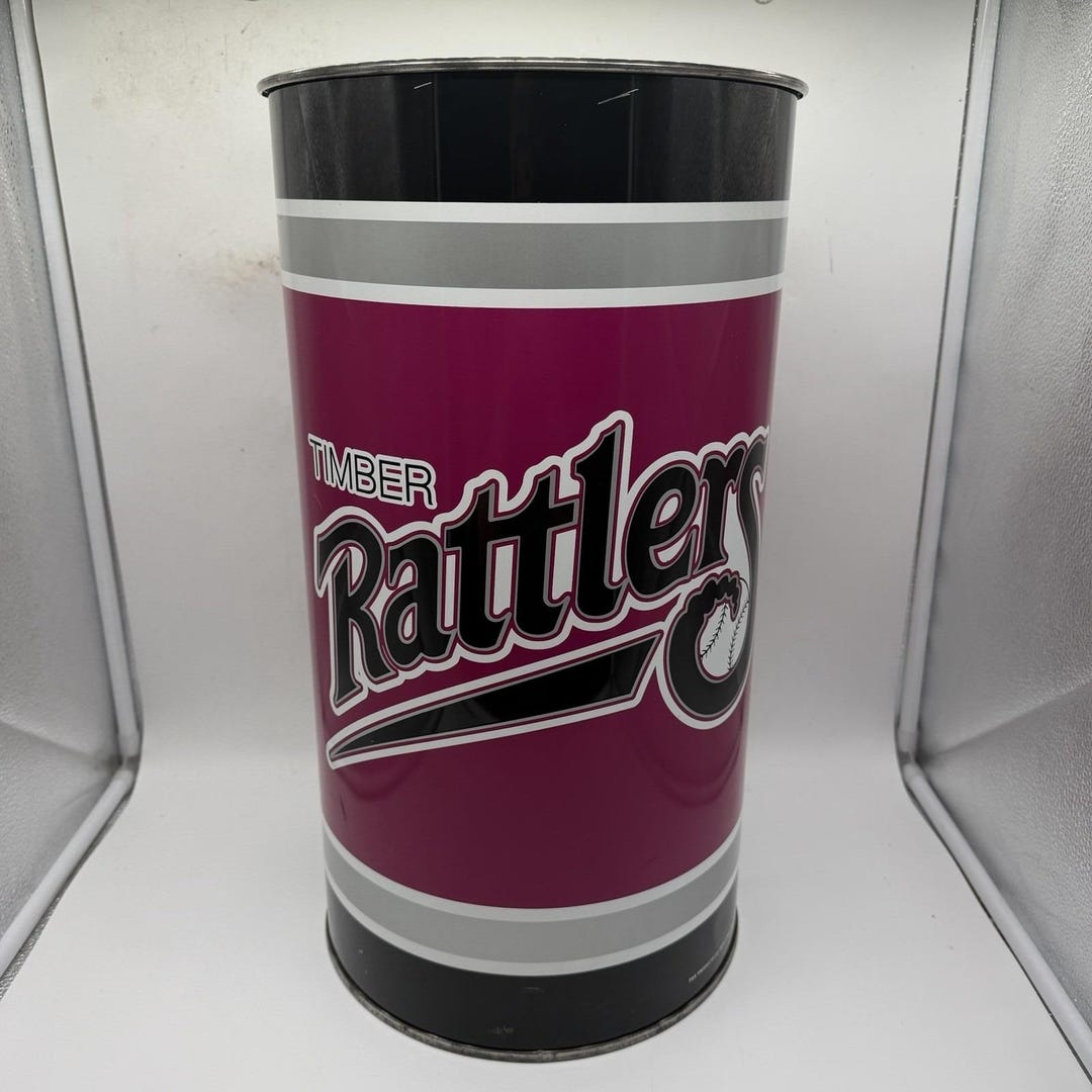 Vintage Wisconsin Timber Rattlers Metal Trash Can Bin MILB Baseball P&K ...