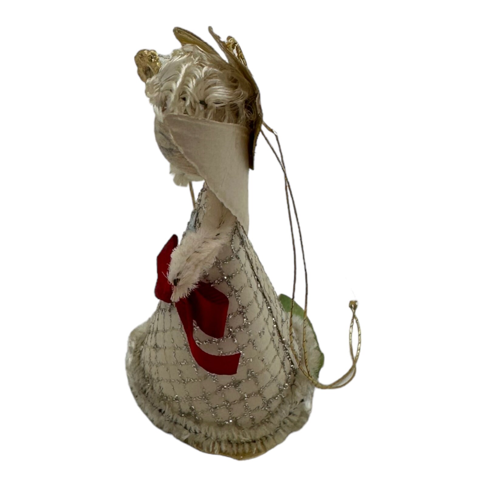 Vintage Putz Chenille Angel With Wand Christmas Ornament Cardboard 2.75 ...