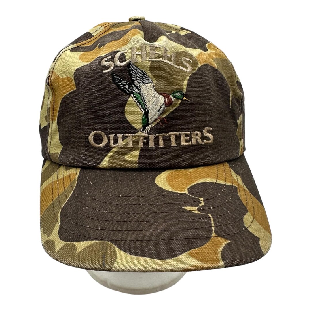 Vintage Scheels Outfitters Snapback Hat Cap Camo Duck Hunting USA Made ...