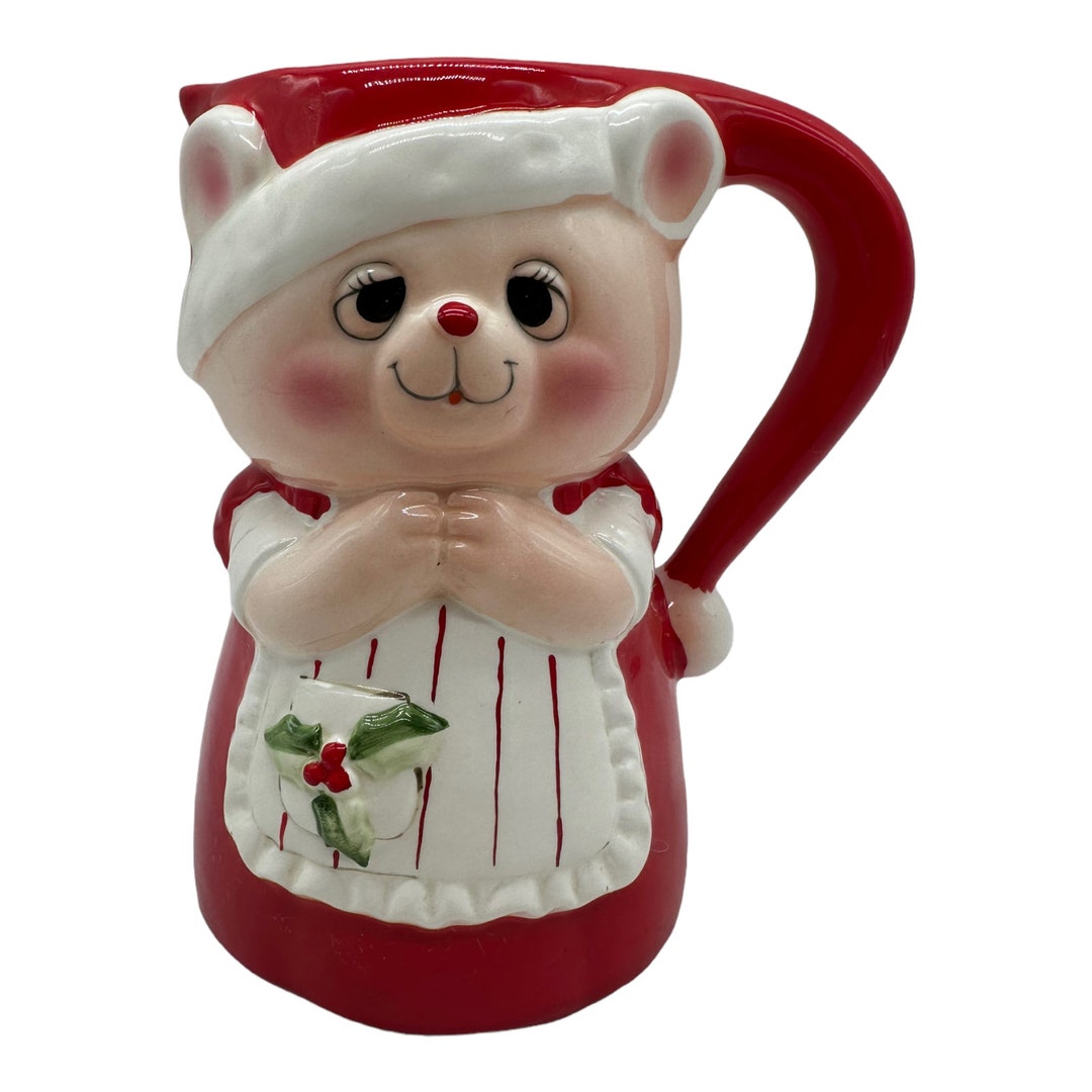 VTG 1970's Enesco Teddy Bear Christmas Pitcher Creamer Mrs Claus Korea ...