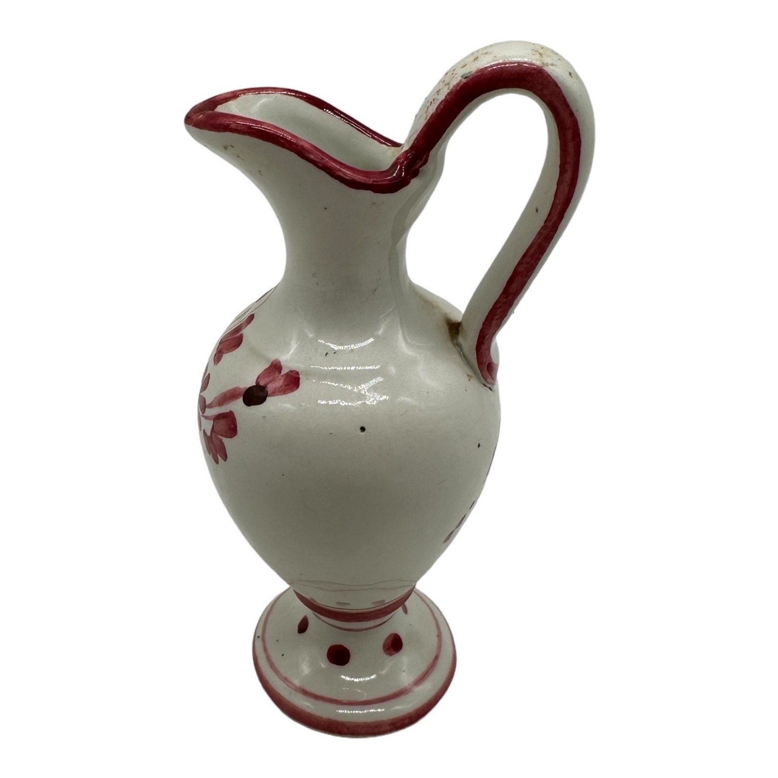 VTG Garnier Red Floral Pitcher Decanter EMPTY Creme De Menth Bottle 1.5 ...