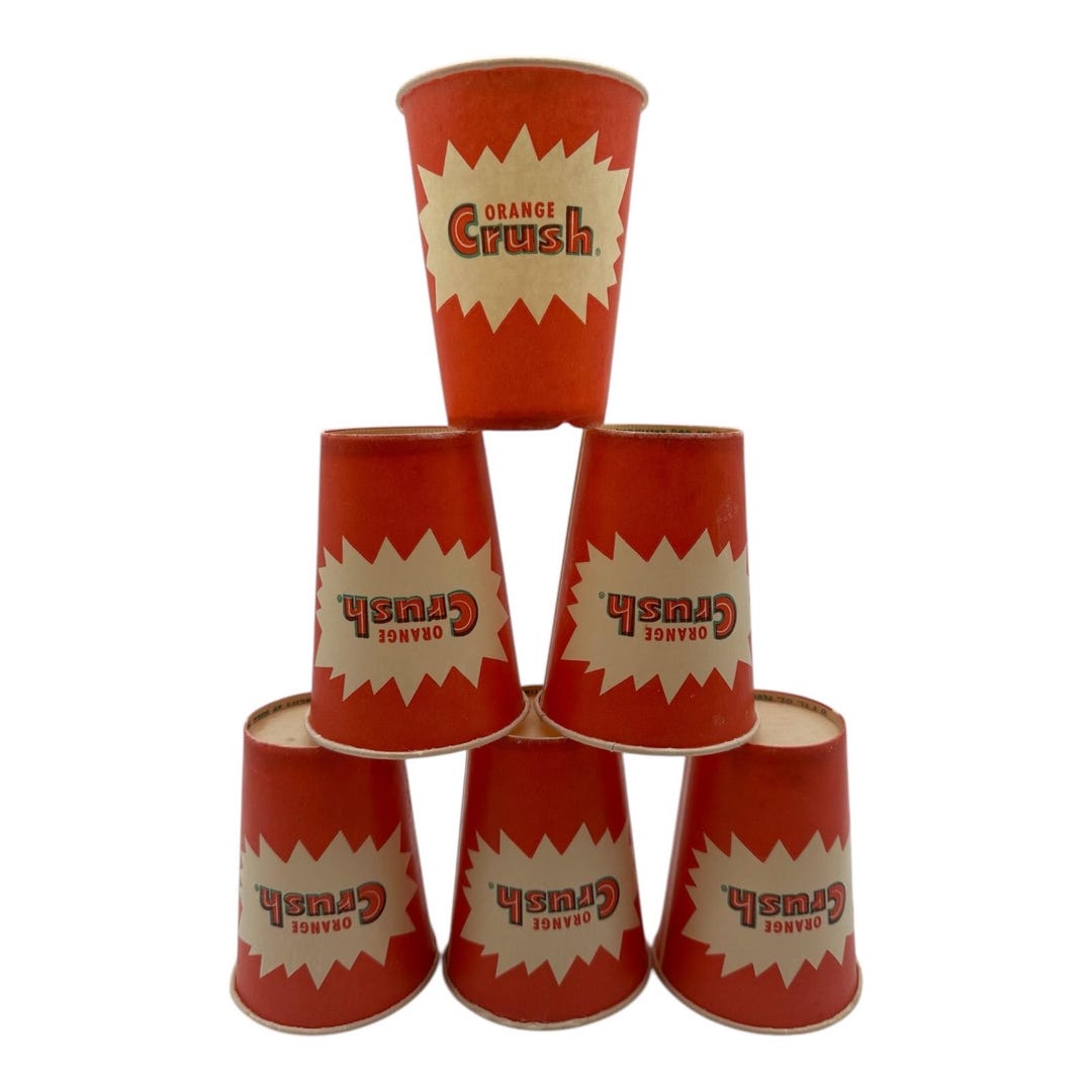 Set of 6 Vintage Orange Crush Wax Paper Soda Cups Advertising 3.75 ...