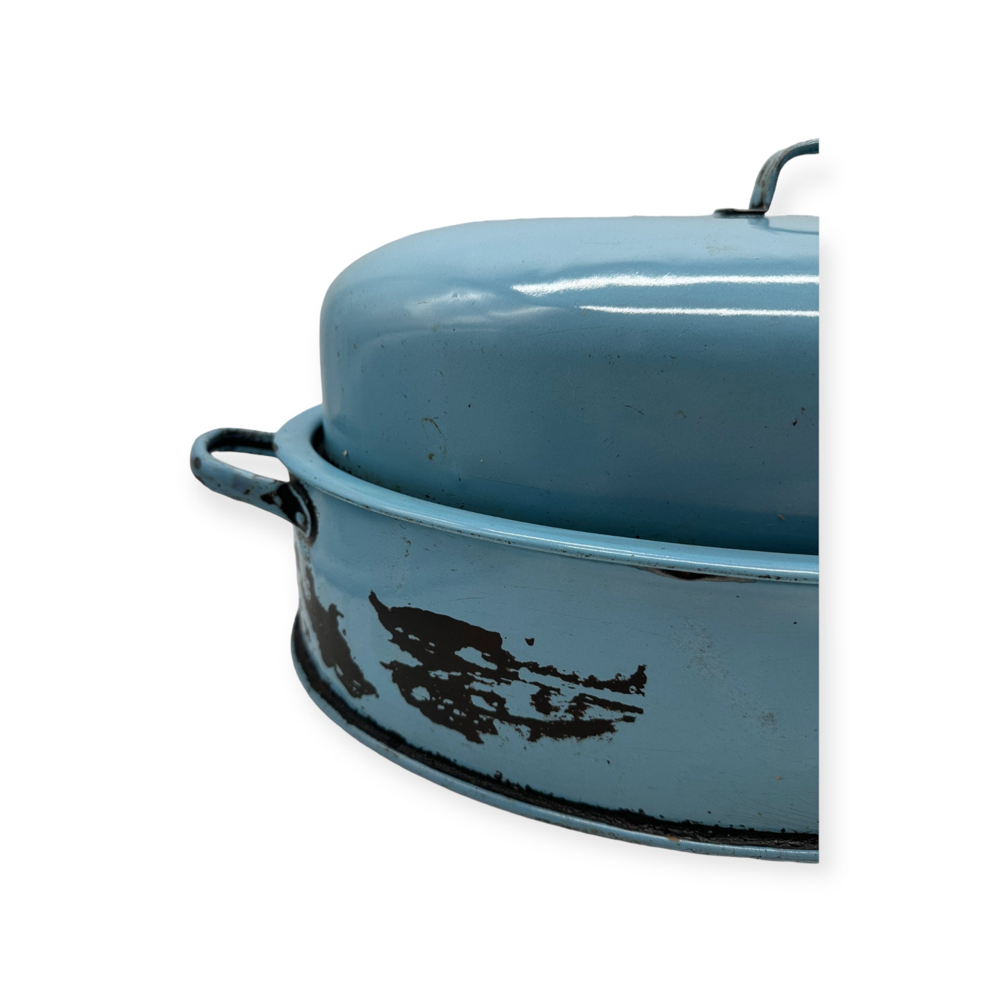 VTG Savory Roasting Pan Robin Egg Blue Farmhouse Enamelware Roaster 17 ...