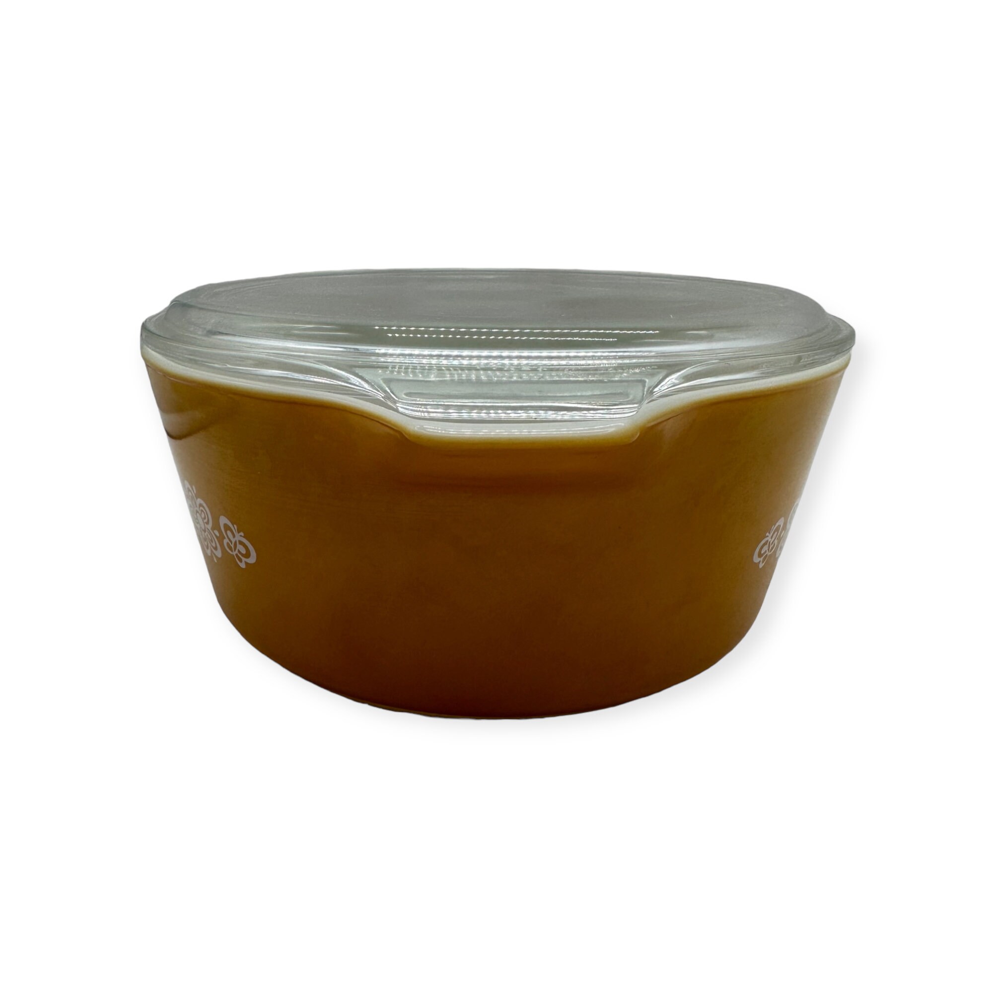 Vintage Pyrex 475-B Butterfly Gold Round Casserole Dish 2.5 Qt W/ Glass ...