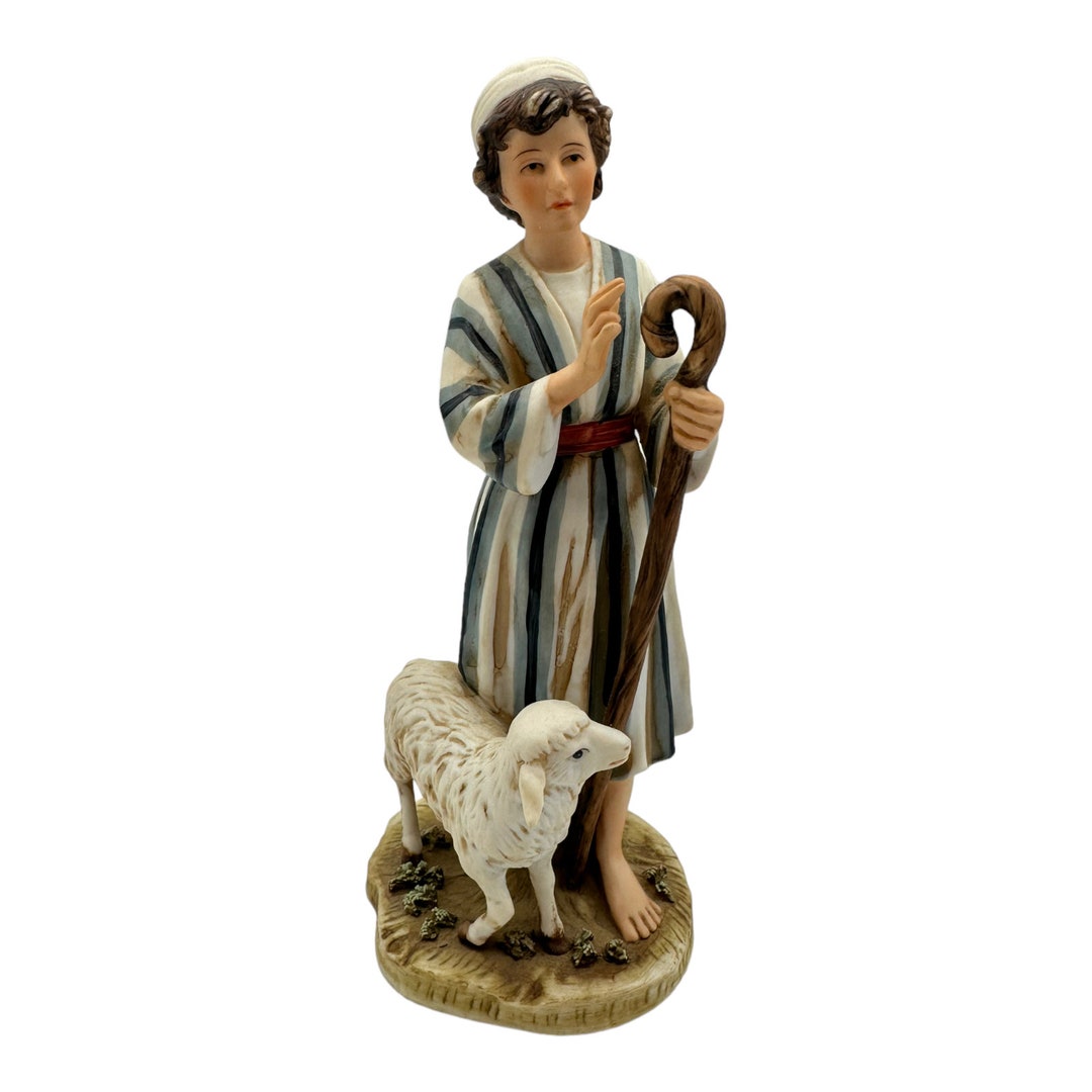 VTG 1980 Roman RR Ceramica Shepherd Boy W/ Sheep Figurine Taiwan 8 ...