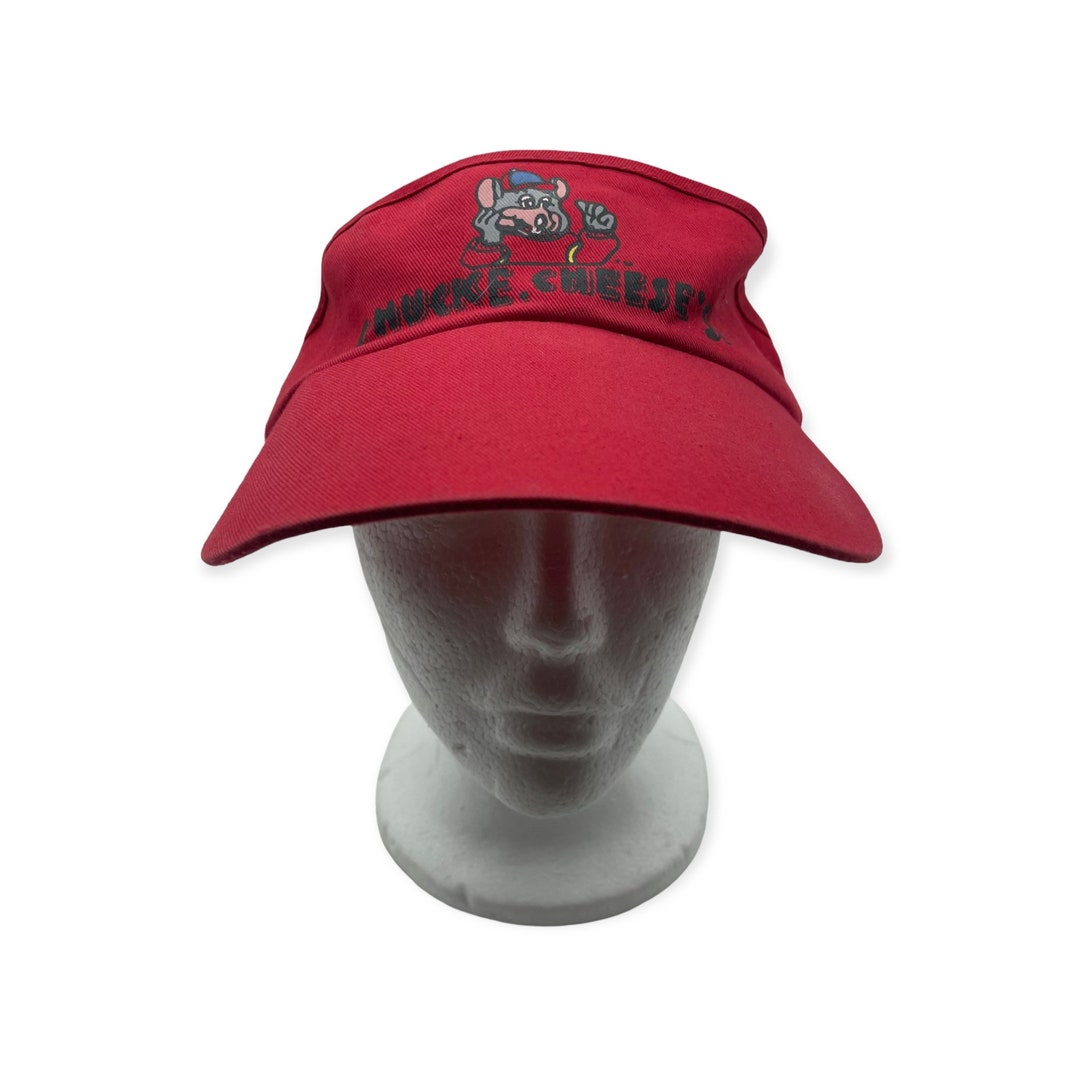 VTG 90s Chuck E Cheese Red Employee Crew Visor Hat - Etsy