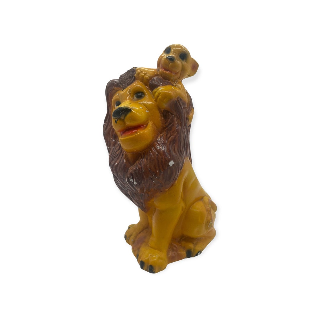 Vintage Chalkware Holiday Fair Carnival Prize Lion & Cub Coin Bank 11 ...