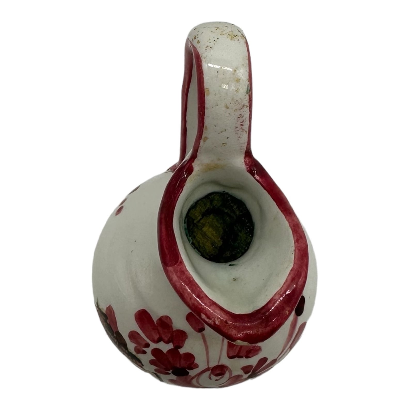 VTG Garnier Red Floral Pitcher Decanter EMPTY Creme De Menth Bottle 1.5 ...
