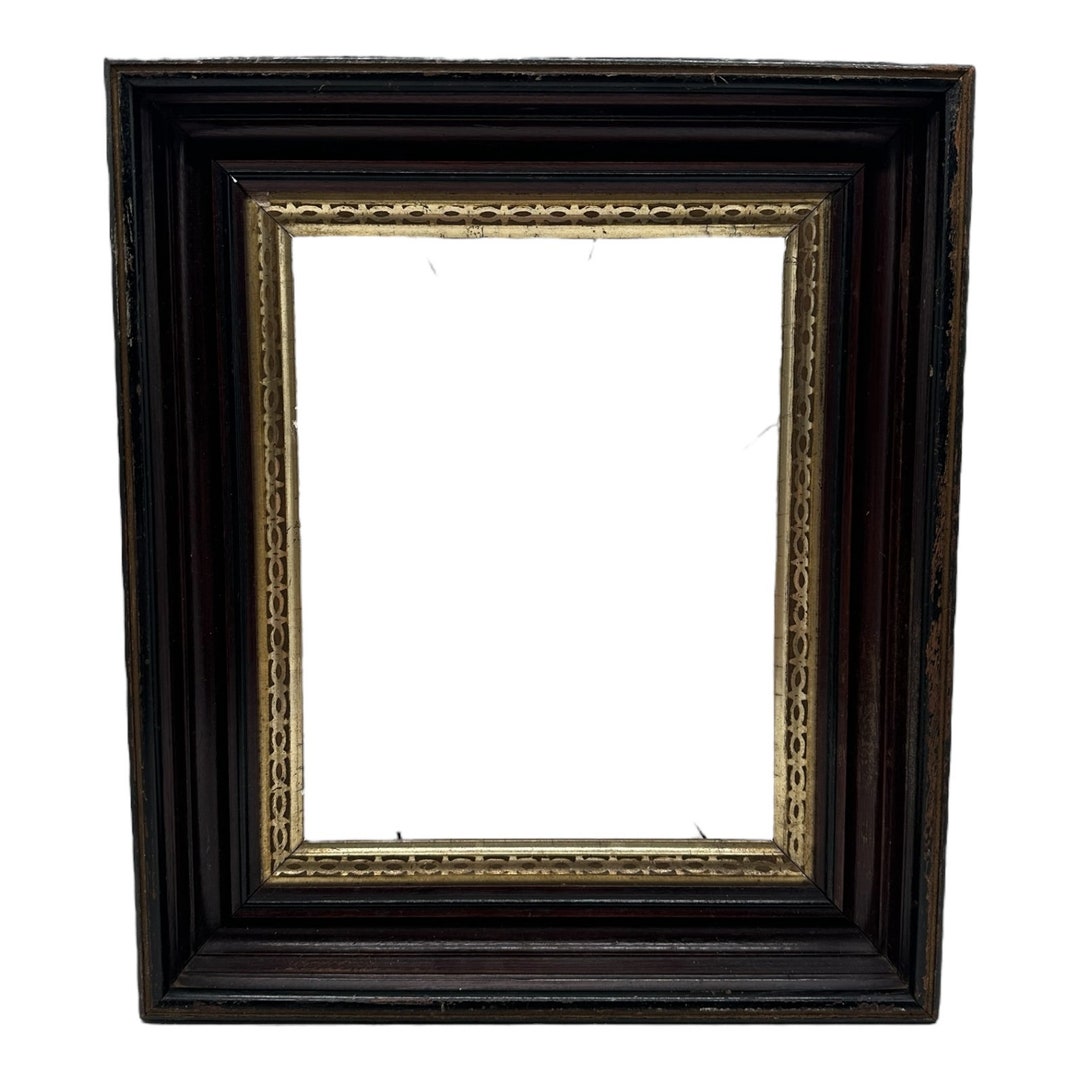 Antique Victorian Picture Frame Wood Brown W/ Gold Liner 10 1/8 X 8 1/8 ...