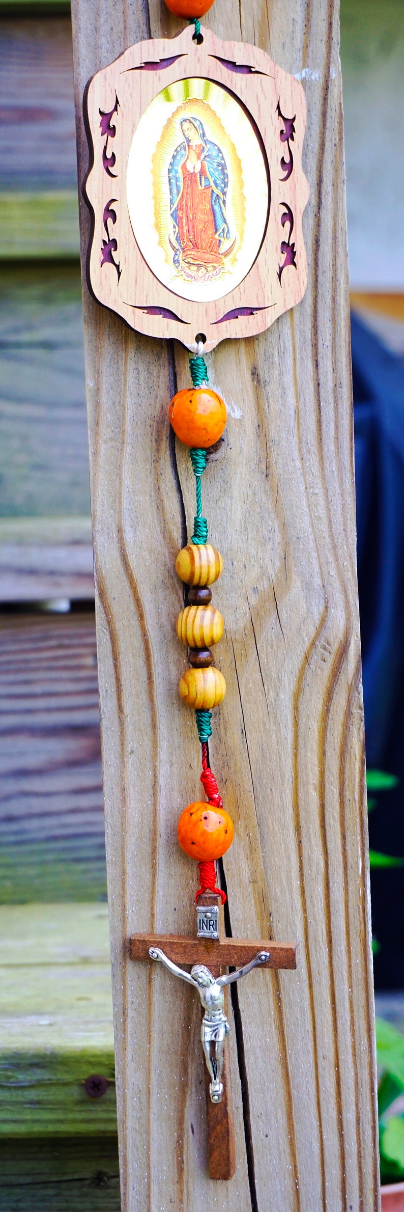 Jumbo Wood Bead Rosary, Virgen Guadalupe Centerpiece, 40" - Etsy