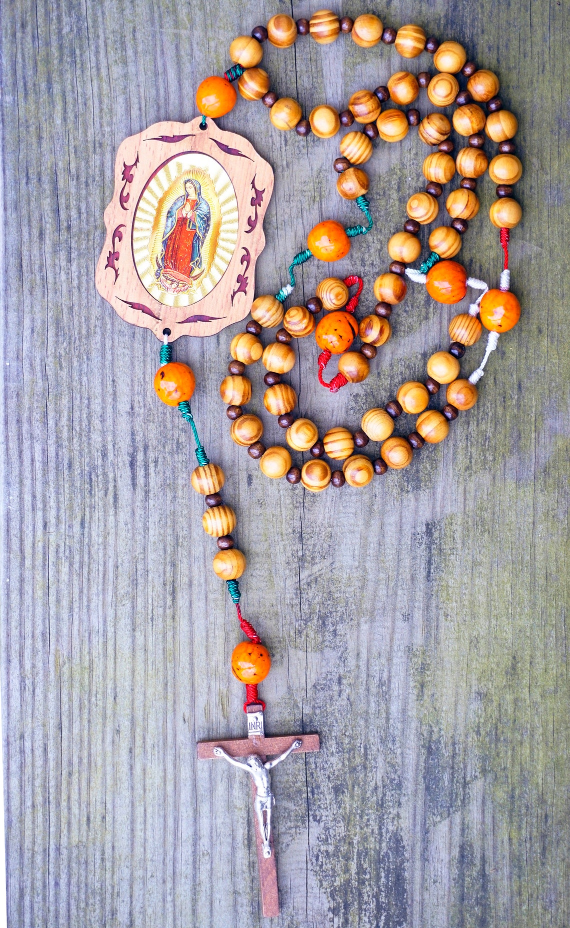 Jumbo Handmade Rosary Wall Holy Big Bead Centerpiece Virgen - Etsy